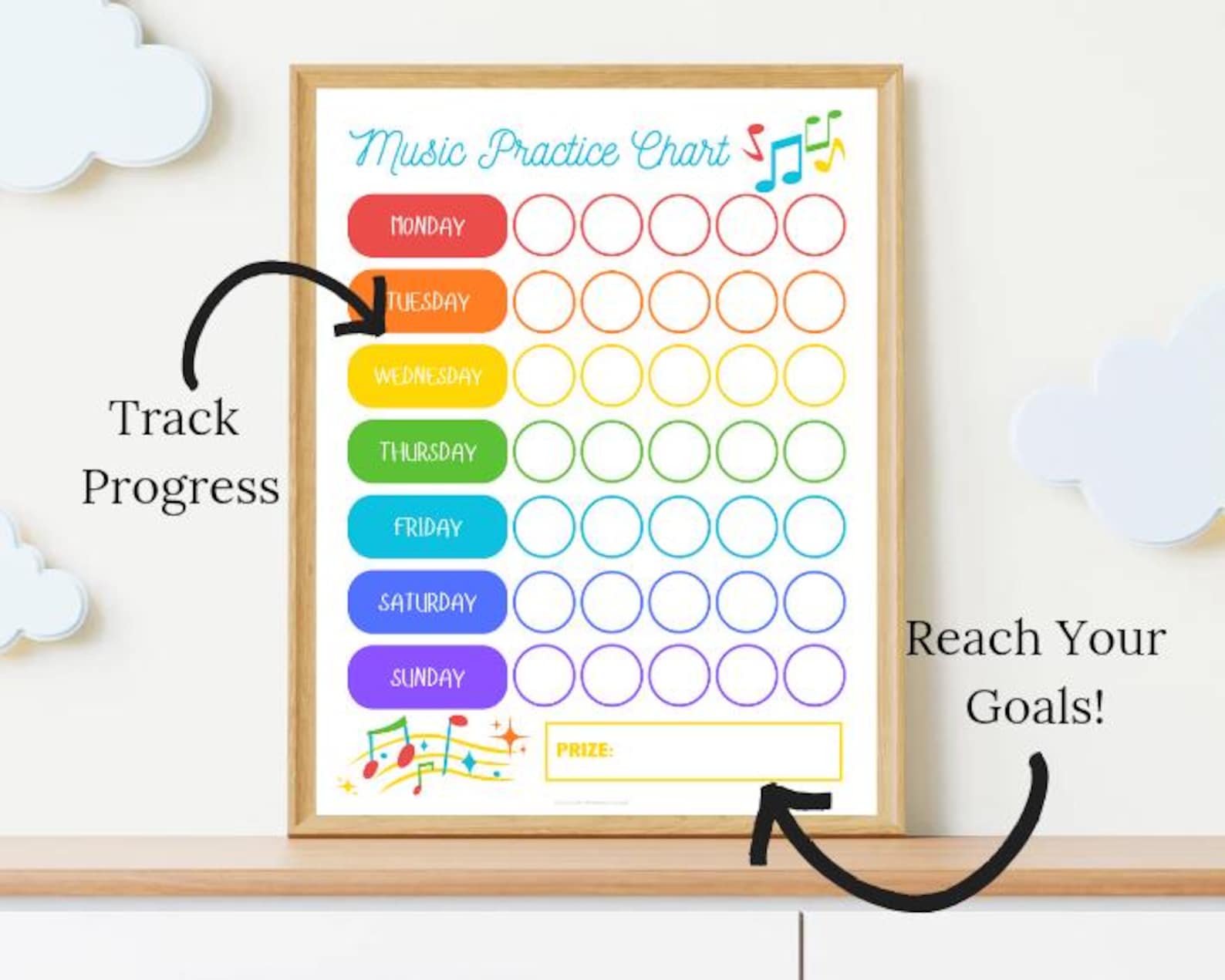 Printable Music Practice Reward Chart, Sticker Chart for Kids, Piano ...