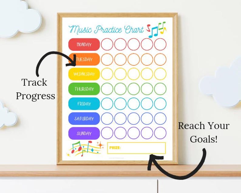 Printable Music Practice Reward Chart: Fun Tracker for Piano, Guitar ...