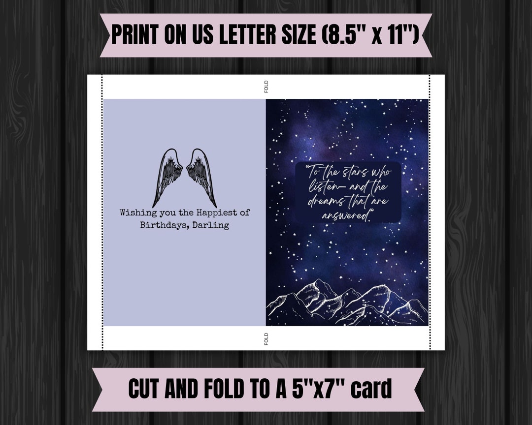 ACOTAR Digital Printable Birthday Greeting Card - Foldable or ...