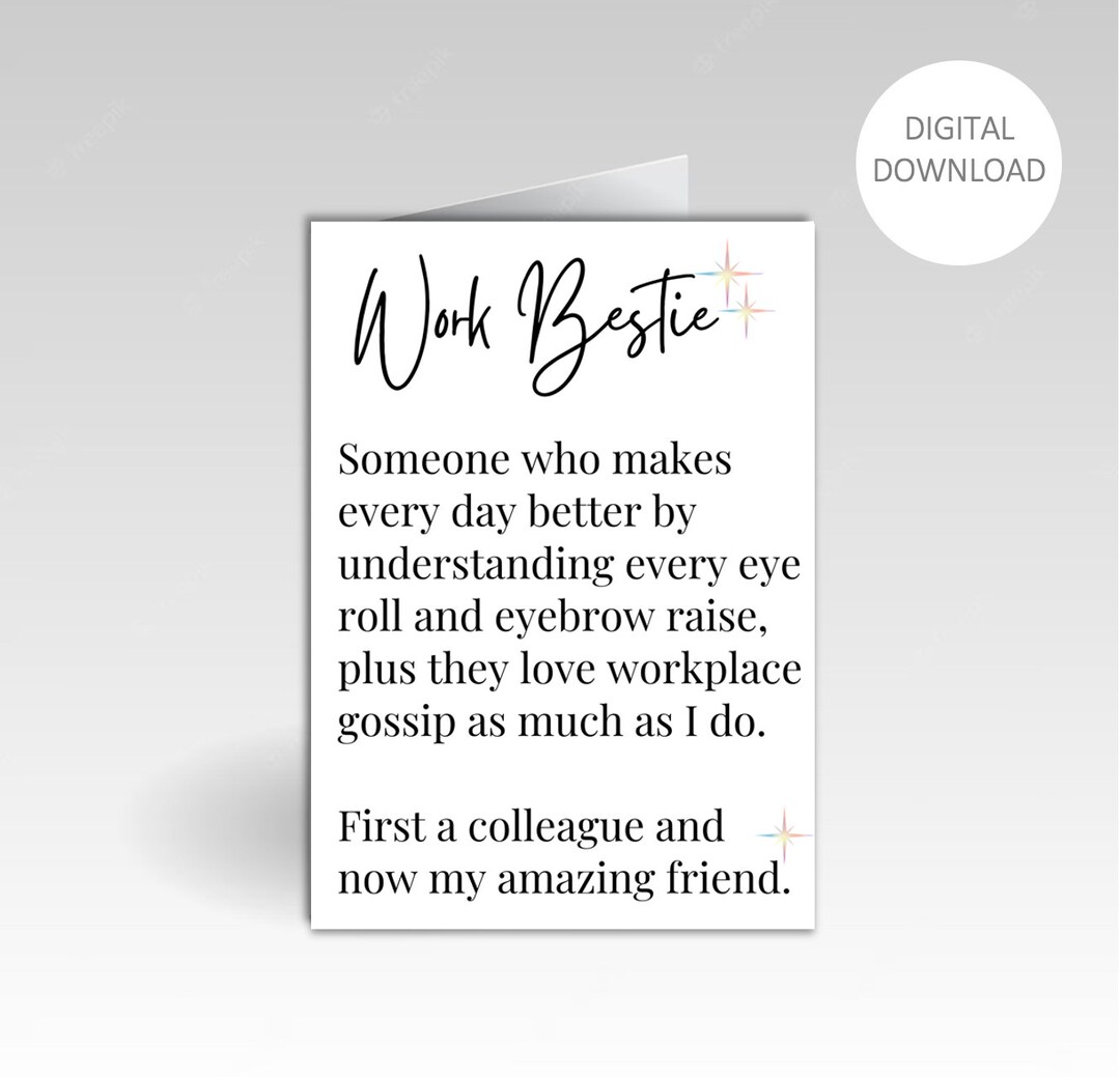 Work Bestie Card, Co-worker Card, Funny Card for Co-worker, Bestie Card ...