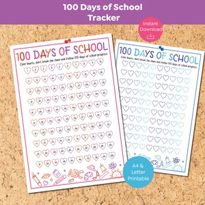 100 Days of School Tracker Printable Tracker for Kids 100 Days of ...