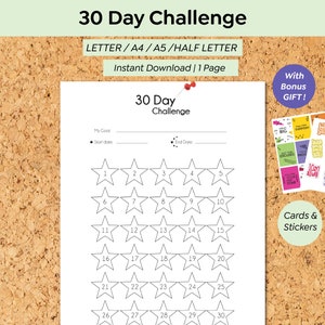 30 Day Challenge, Printable Habit Tracker, 30 Day Goal Tracker ...