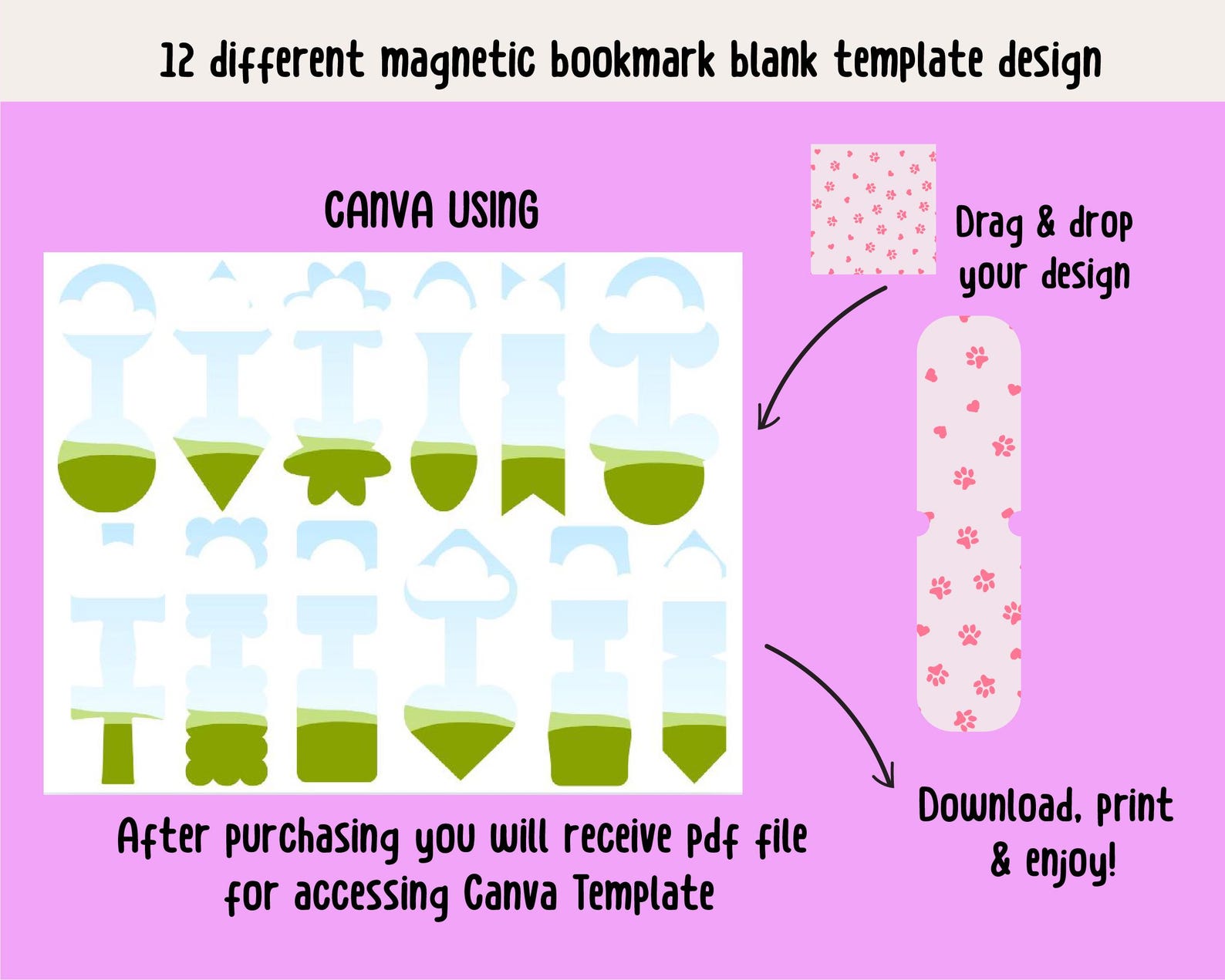 Magnetic Bookmark Template, Magnetic Bookmark SVG, Make Your Custom ...