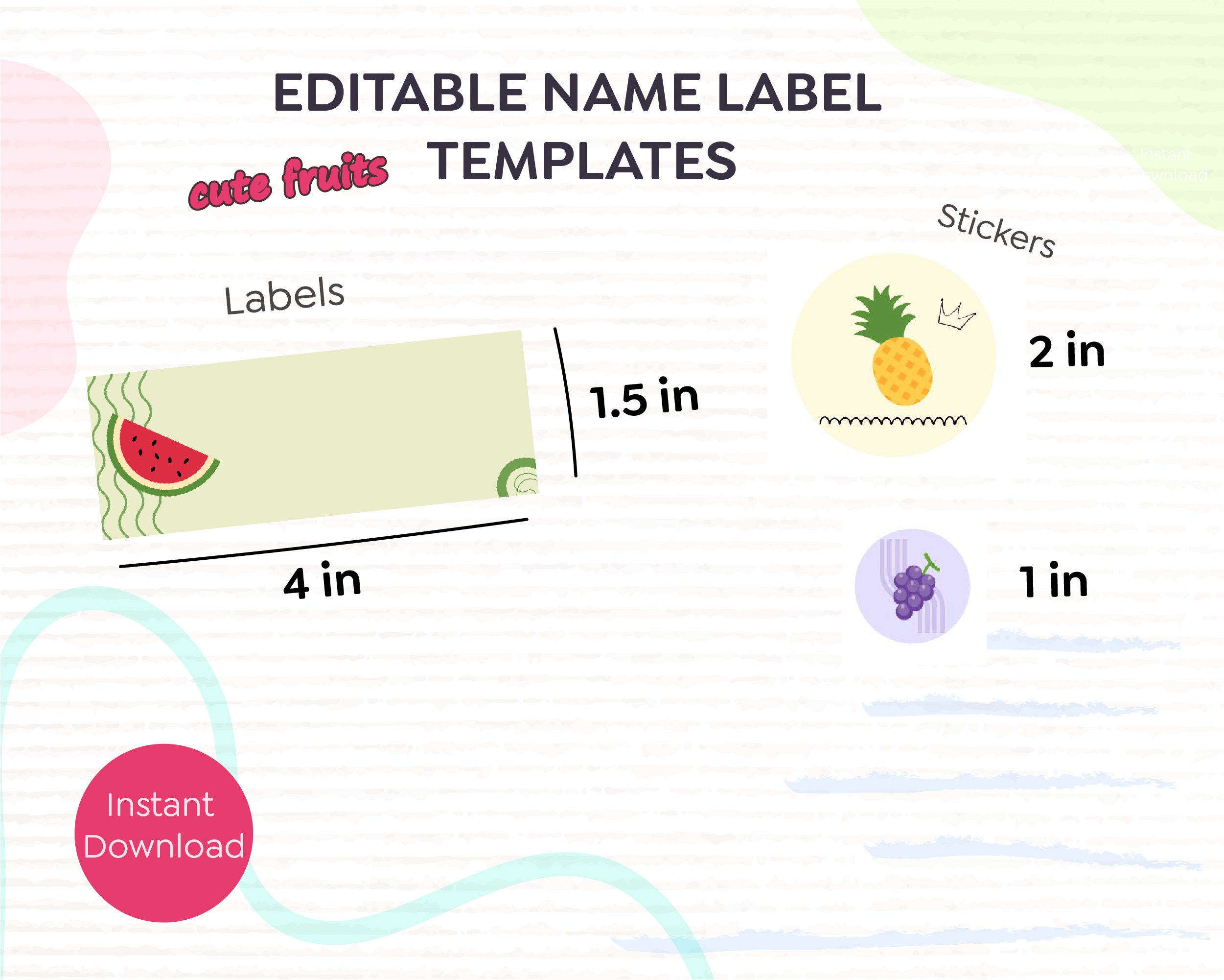 School Supply Labels Printable Name Labels for Kids Name - Etsy