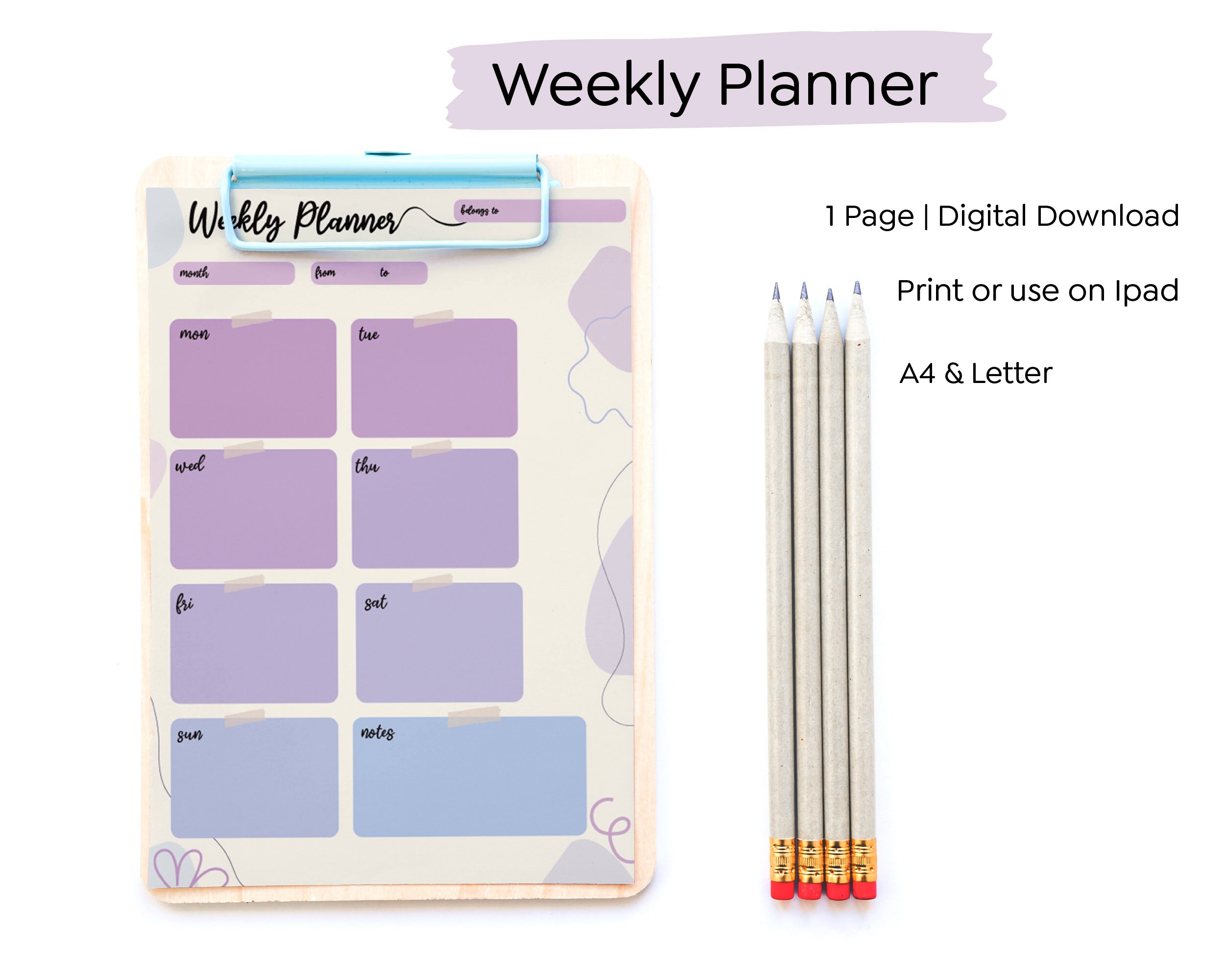 Weekly Planner Printable Weekly to Do List Undated Planner - Etsy