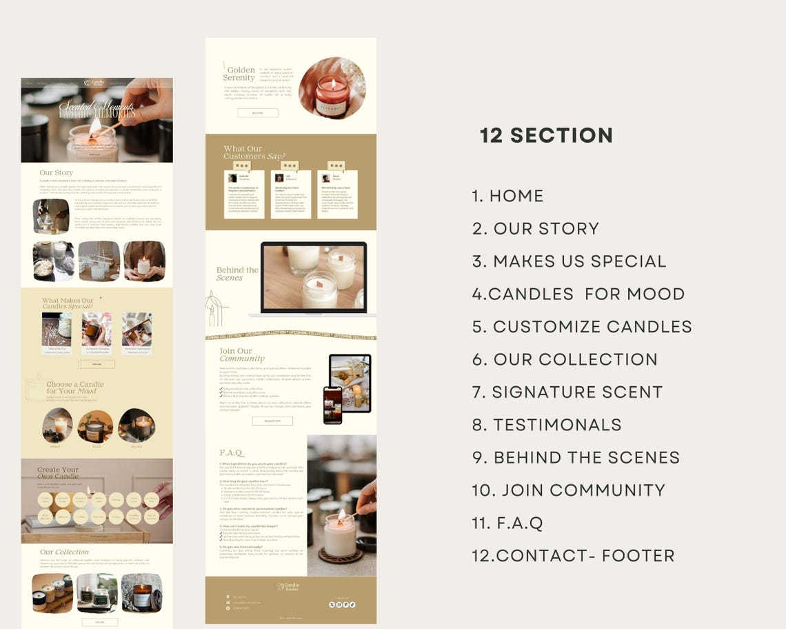 Candle Website Template, Editable Canva Website Template Candle Shop ...