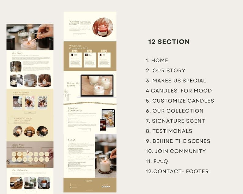 Candle Website Template, Editable Canva Website Template Candle Shop ...