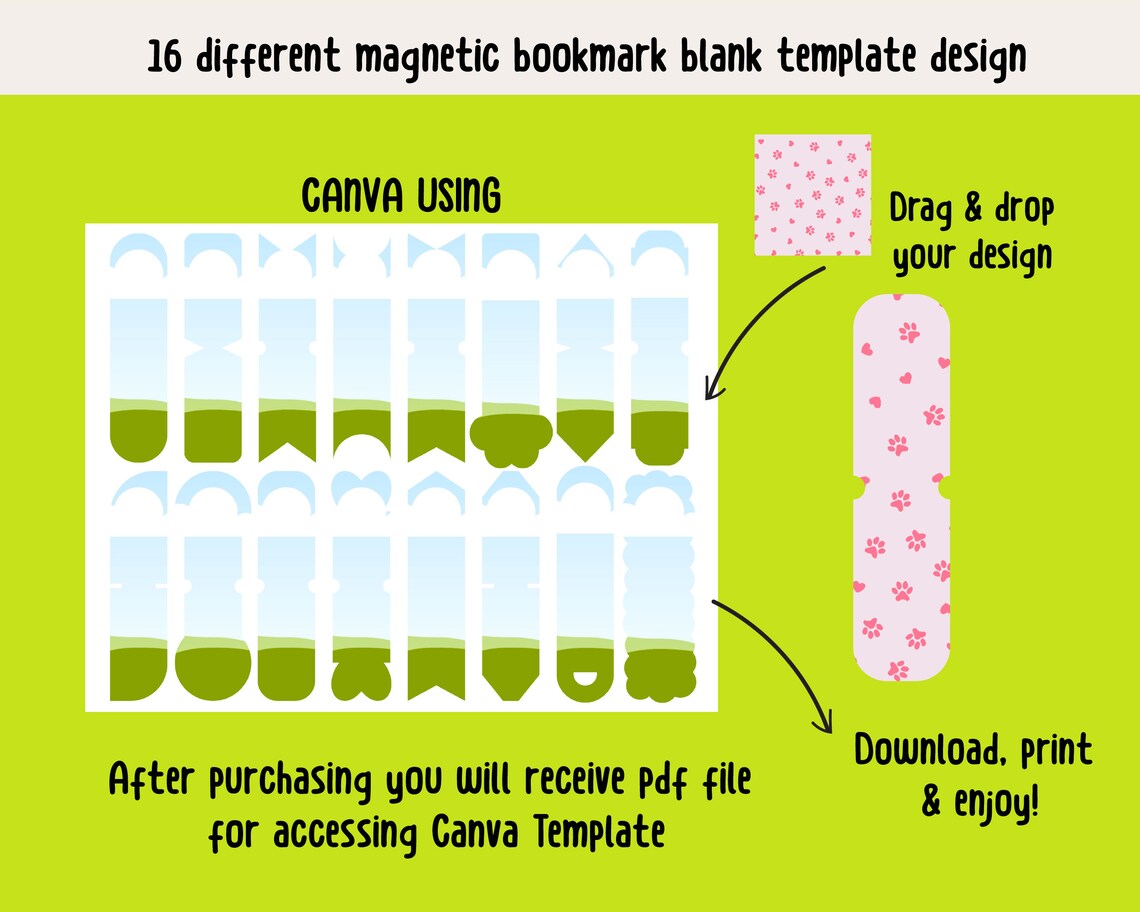 Magnetic Bookmark Template, Magnetic Bookmark SVG, Custom Bookmark ...