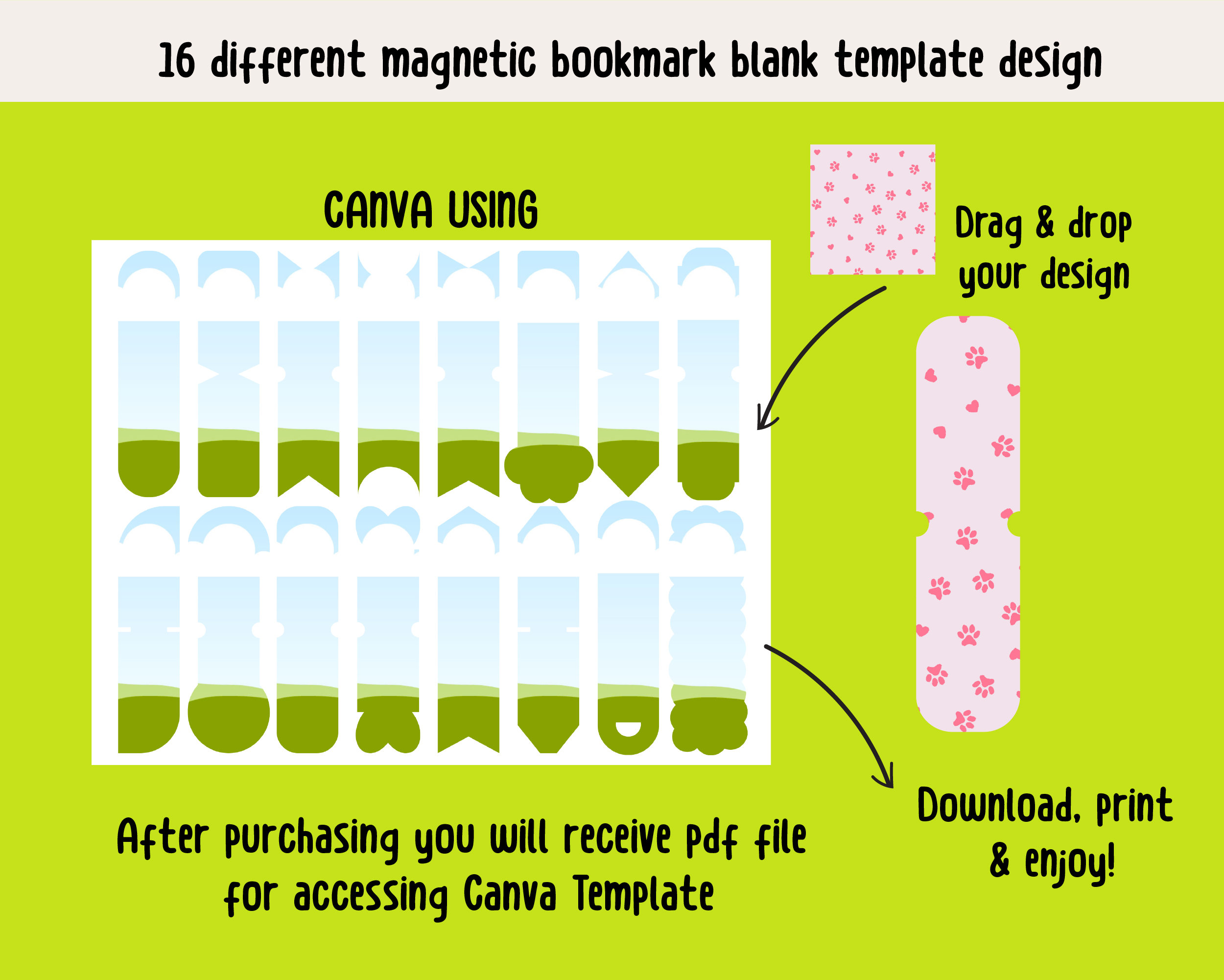 Magnetic Bookmark Template, Magnetic Bookmark SVG, Custom Bookmark ...