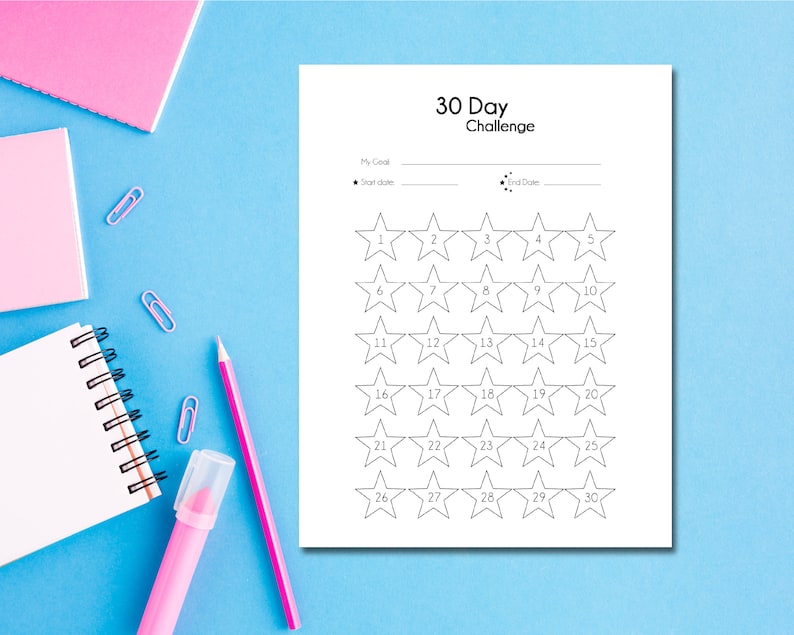 30 Day Challenge, Printable Habit Tracker, 30 Day Goal Tracker ...