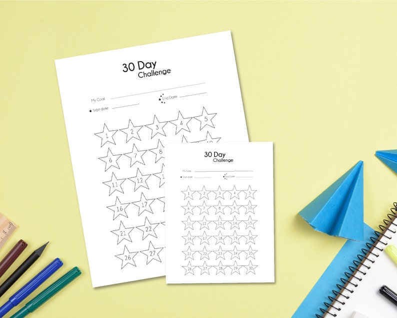 30 Day Challenge, Printable Habit Tracker, 30 Day Goal Tracker ...