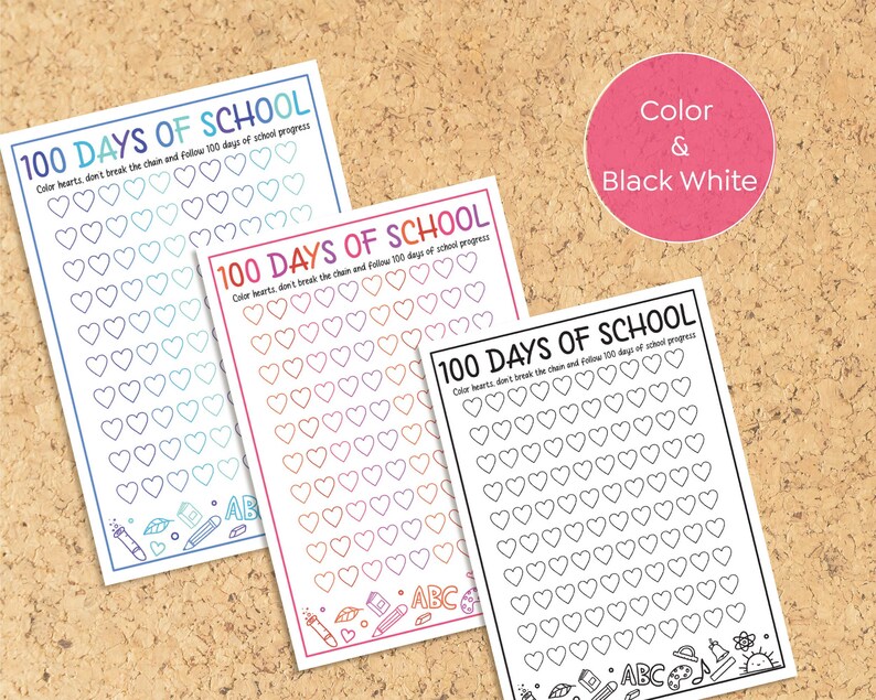 100 Days of School Tracker Printable Tracker for Kids 100 Days of ...