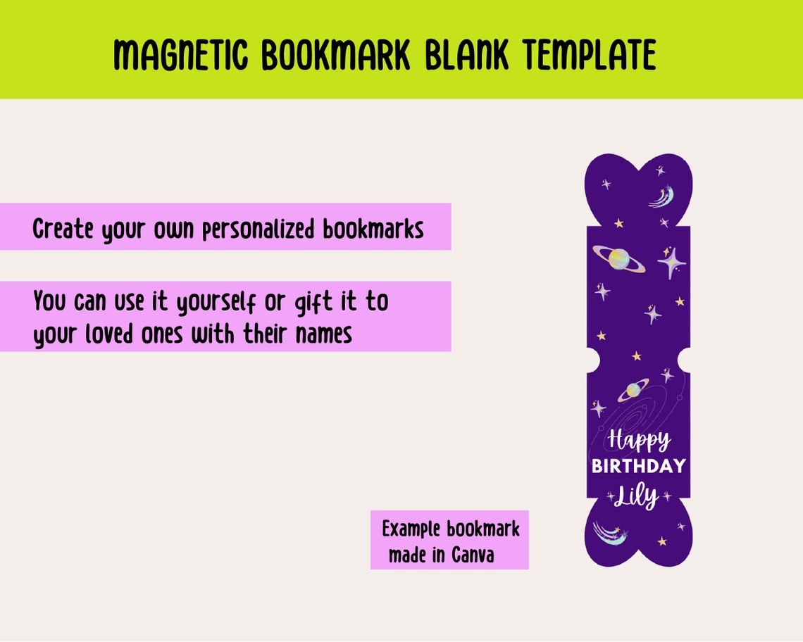 Magnetic Bookmark Template, Magnetic Bookmark SVG, Custom Bookmark ...