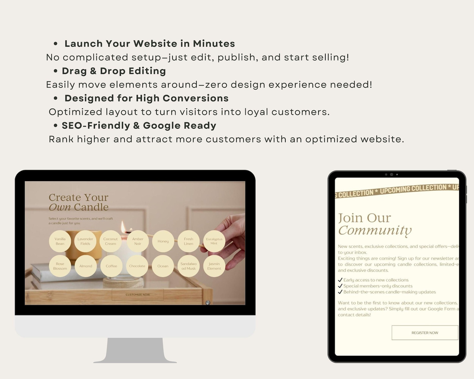 Candle Website Template, Editable Canva Website Template Candle Shop ...