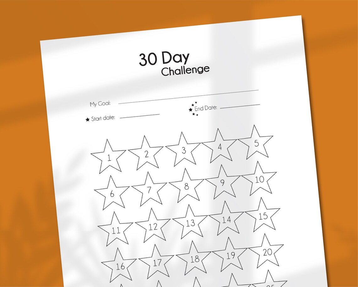 30 Day Challenge, Printable Habit Tracker, 30 Day Goal Tracker ...