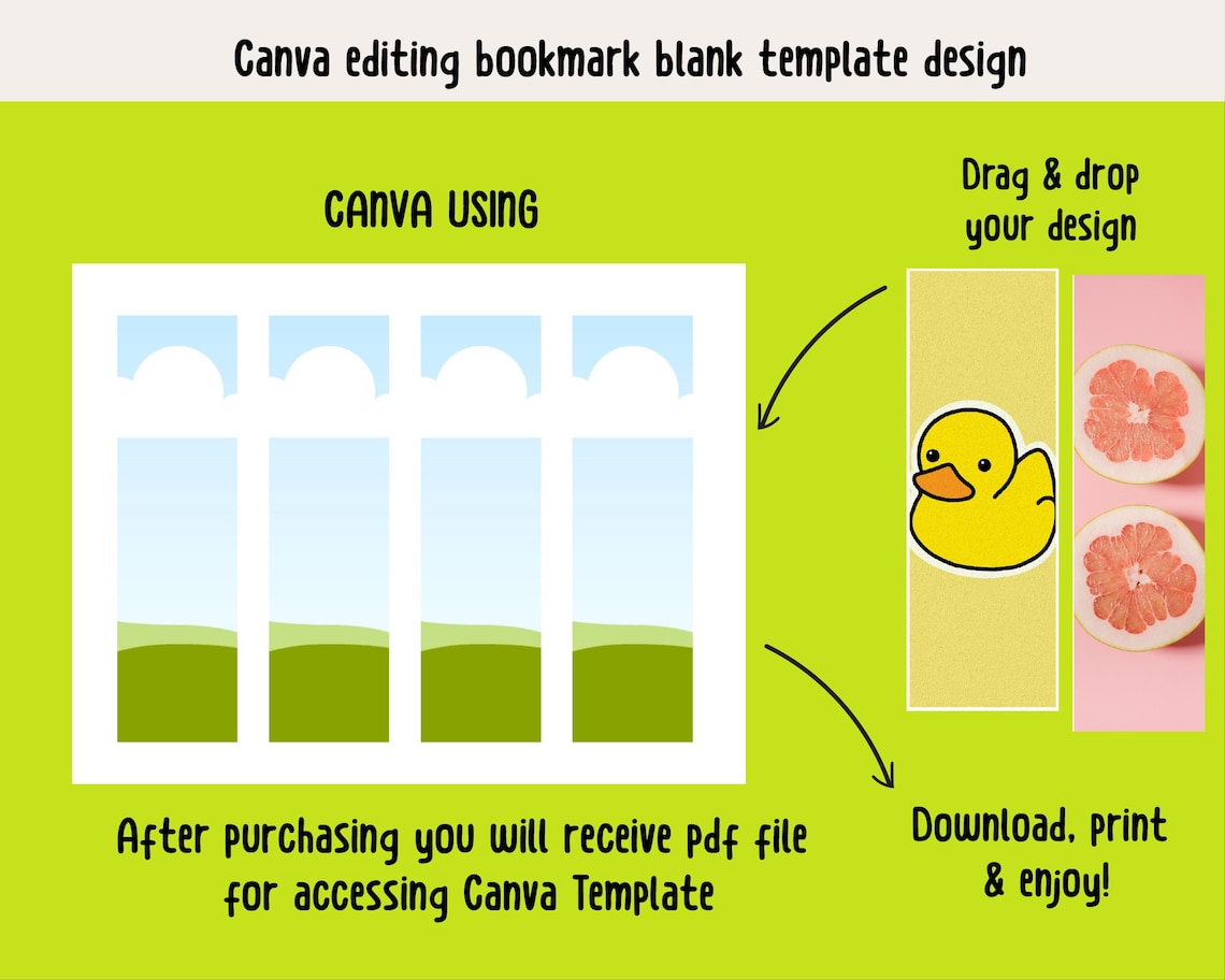 Canva Bookmark Template, Canva Editable Basic Bookmark, Digital ...