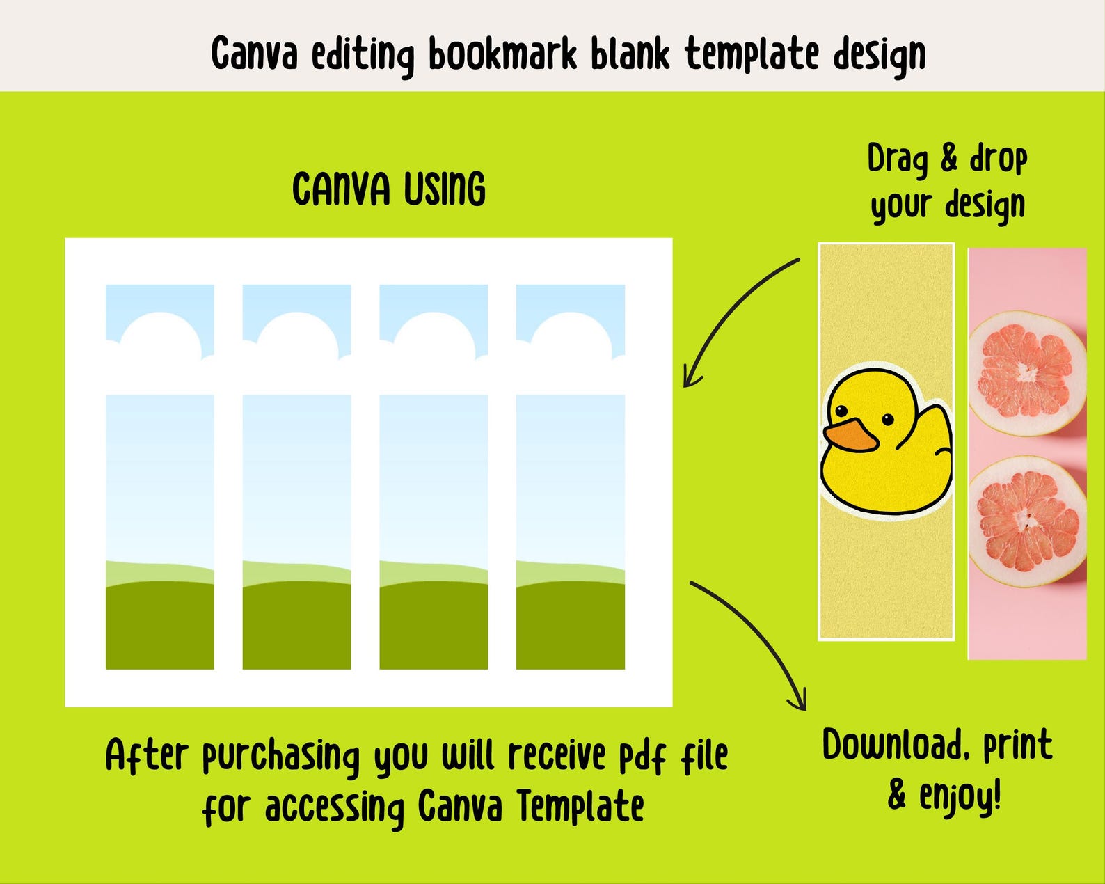 Canva Bookmark Template, Canva Editable Basic Bookmark, Digital ...