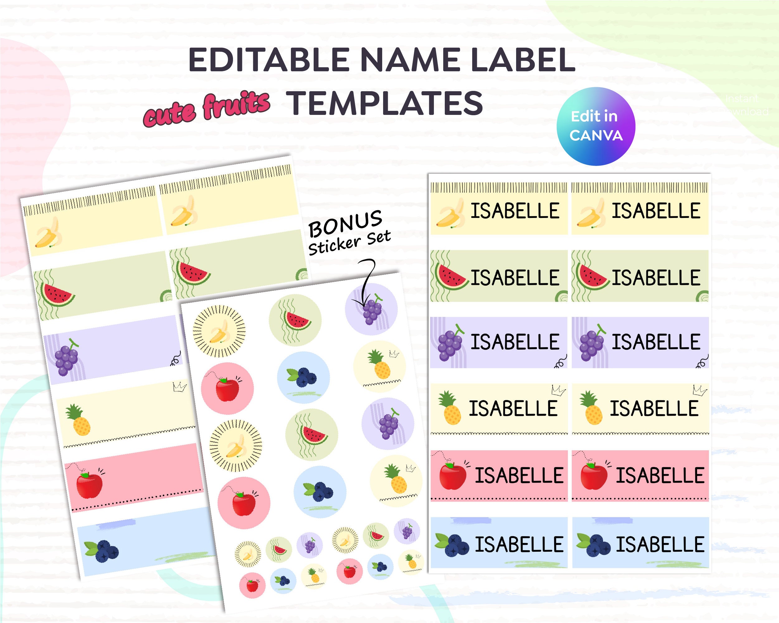 School Supply Labels Printable Name Labels for Kids Name - Etsy