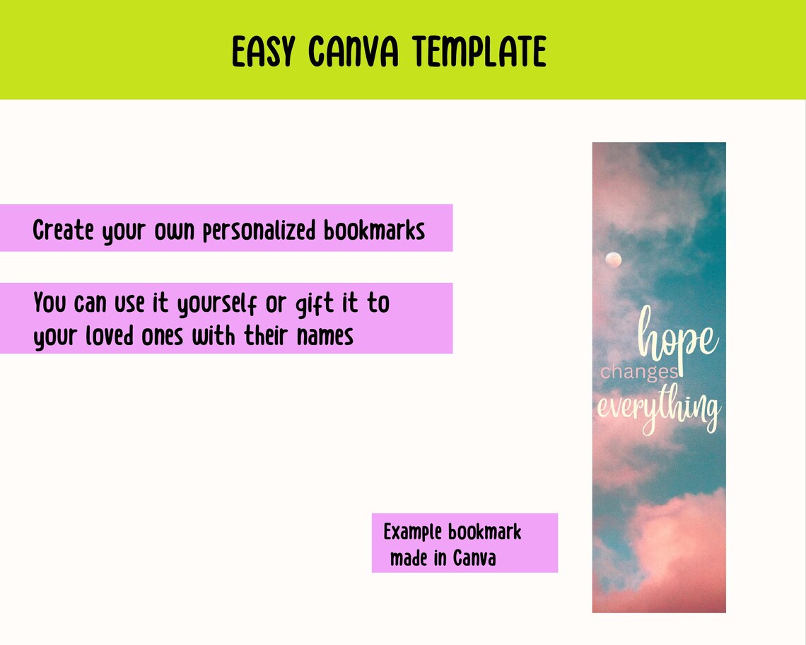 Canva Bookmark Template, Canva Editable Basic Bookmark, Digital ...