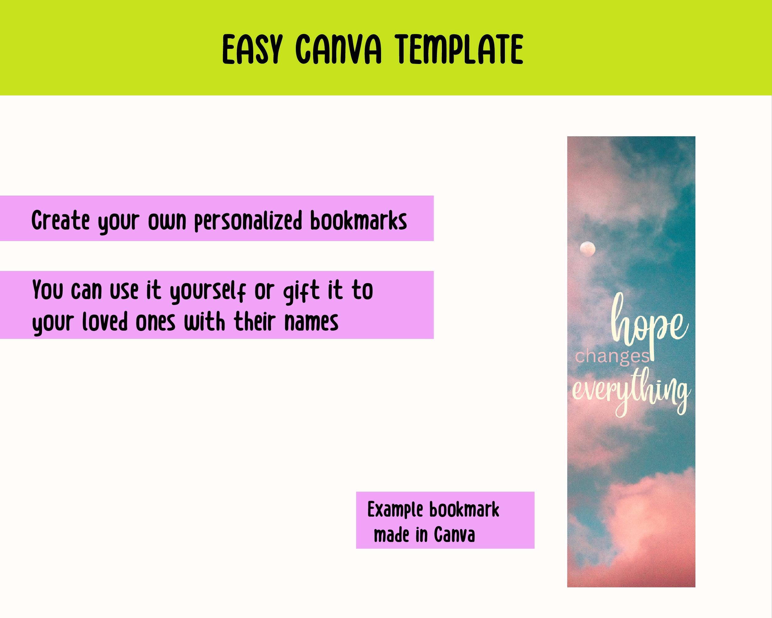 Canva Bookmark Template, Canva Editable Basic Bookmark, Digital ...
