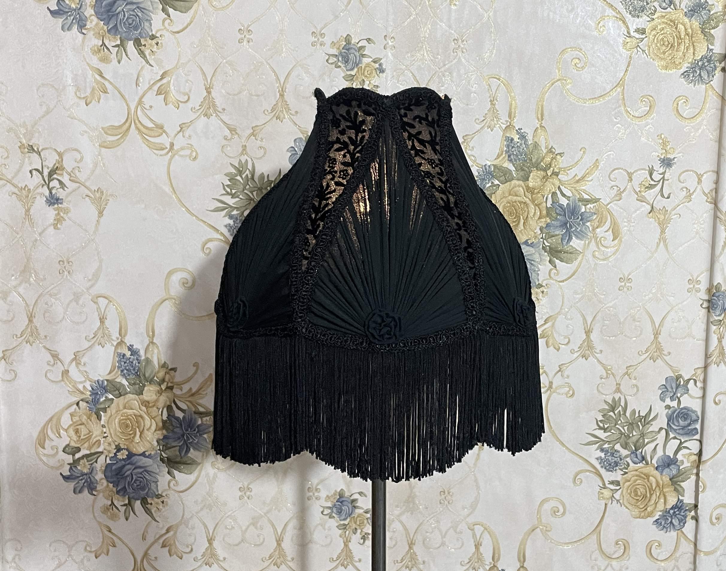 Gothic Velvet Lampshade: Victorian Style Dome Shade With Fringe - Etsy