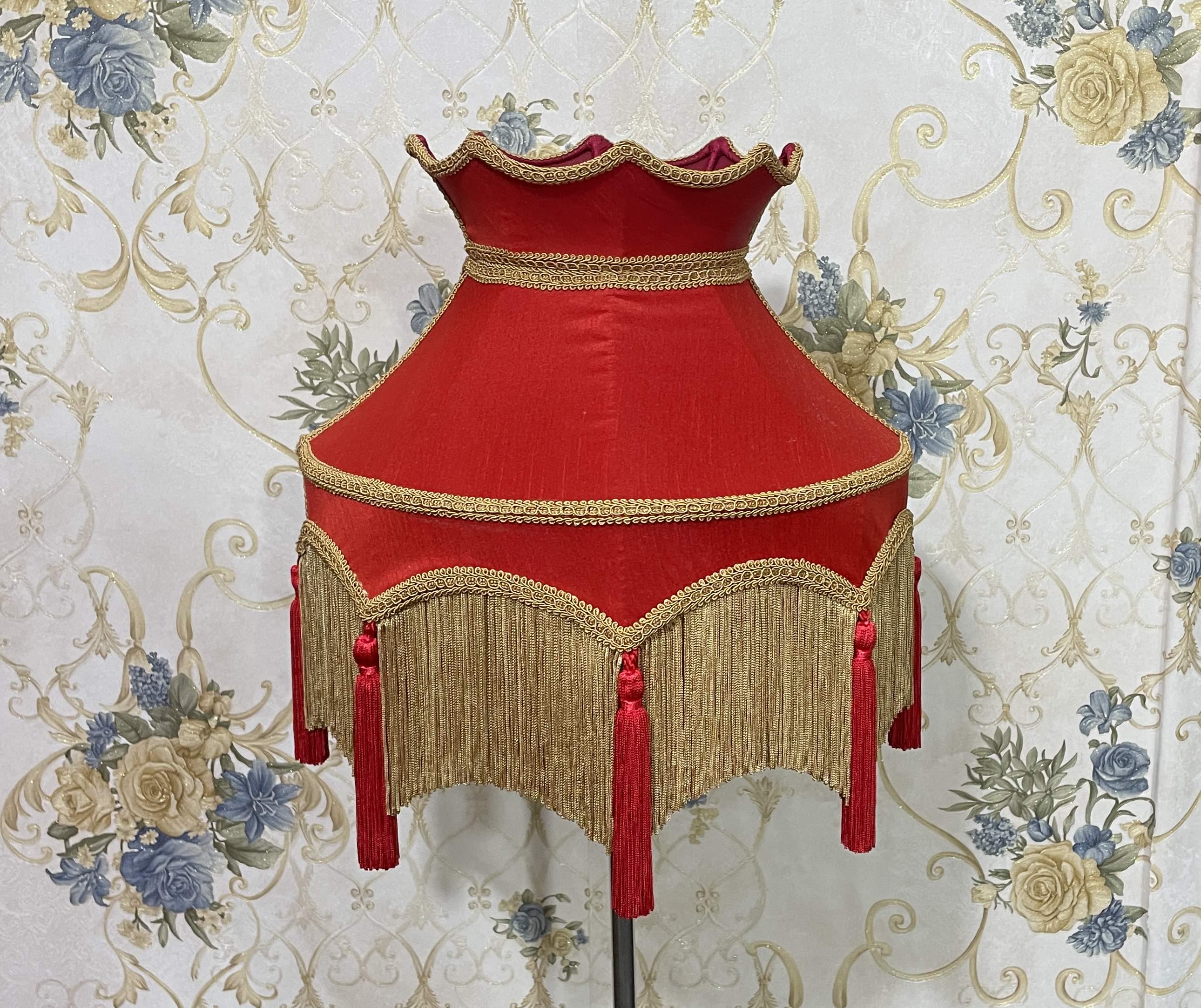 Red Silk Crown Lampshade: Handmade Victorian Style With Fringe - Etsy