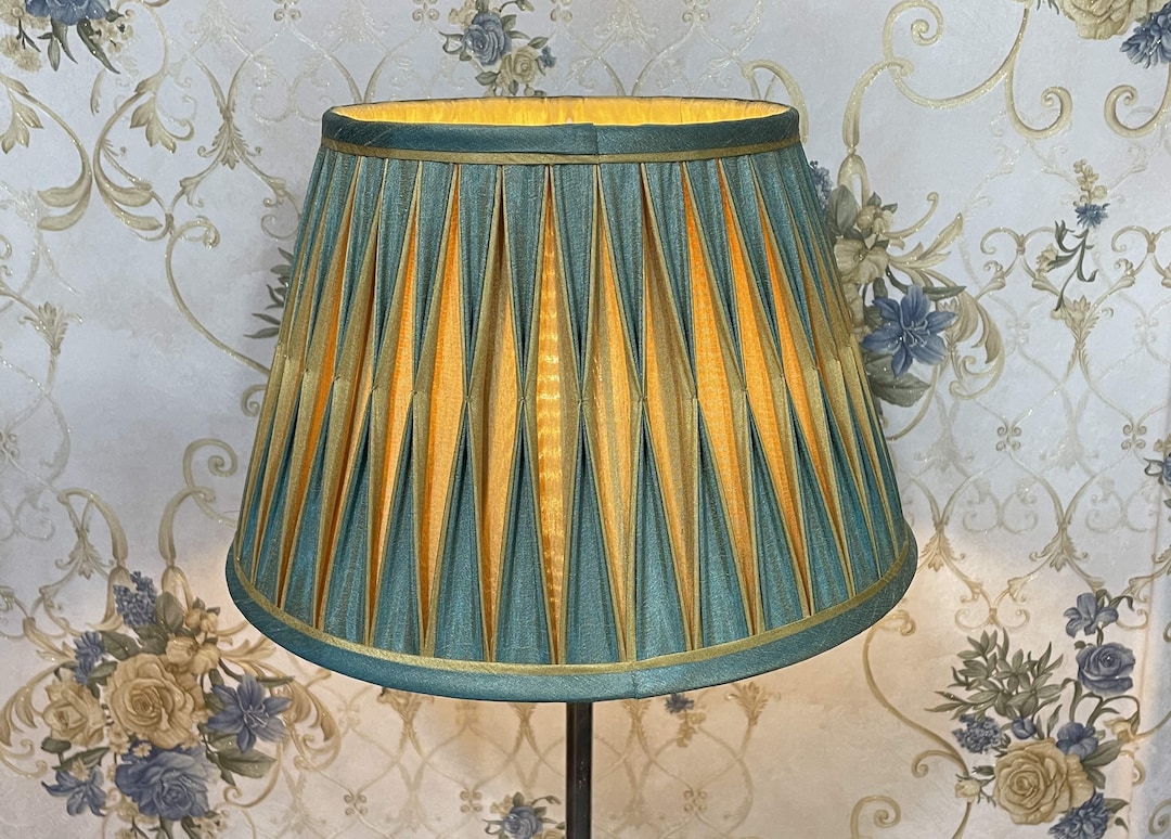 Handmade Blue Pinch Pleated Lampshade - Silk Fabric - Etsy