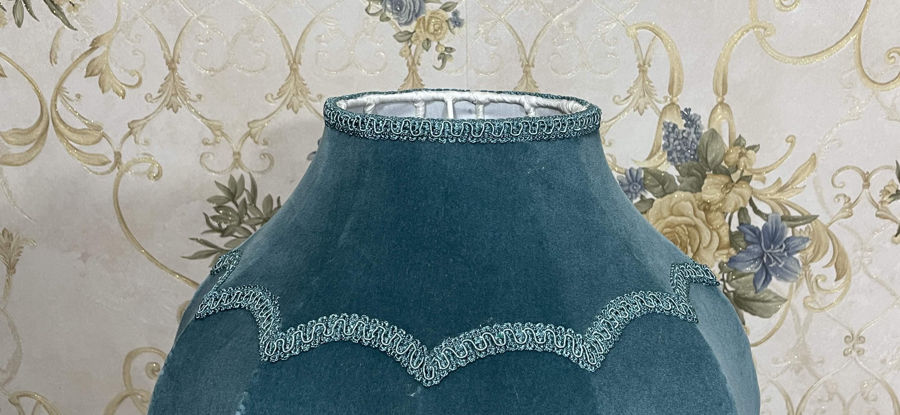 Ice Blue Velvet Lampshade: Scallop Dome With Fringe Tassels - Etsy
