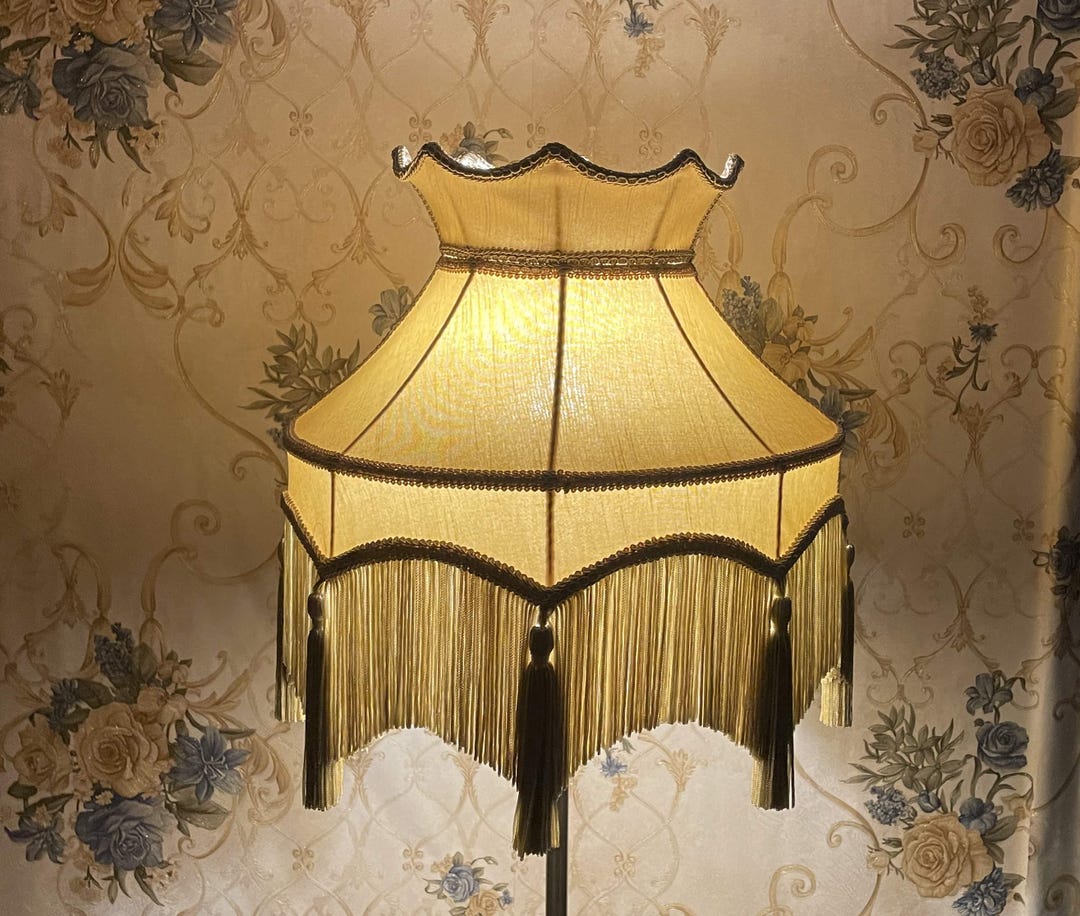 Handmade Victorian Crown Lampshade: Beige Silk Fringe Tassel - Etsy