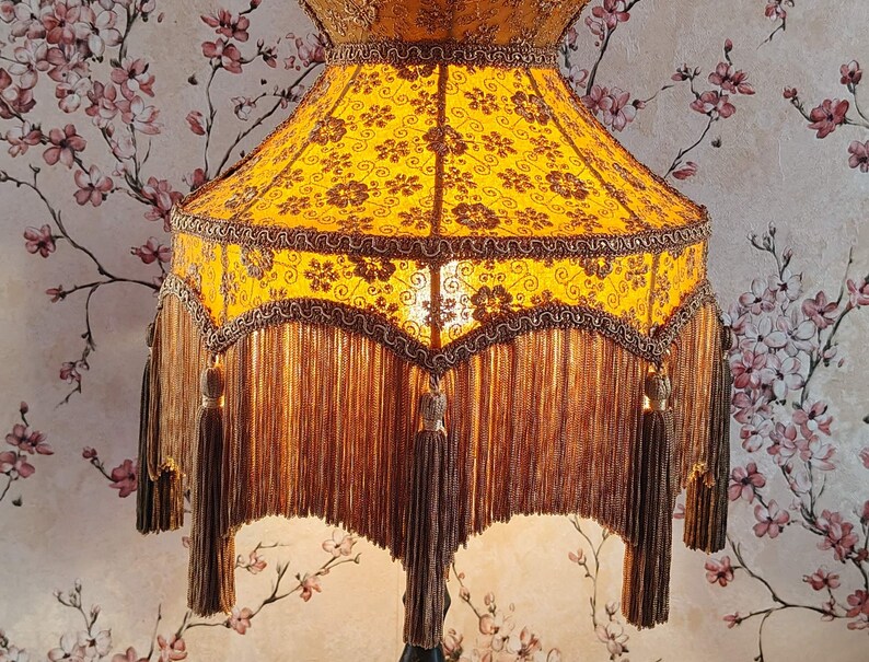 Gold Crown Lampshade With Rayon Fringe & Tassels, Handmade - Etsy
