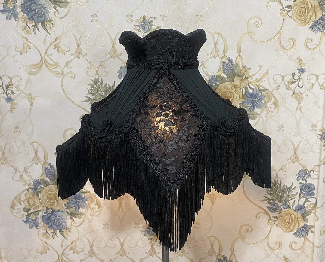 Gothic Velvet Lampshade: Victorian Style With Rayon Fringe - Etsy