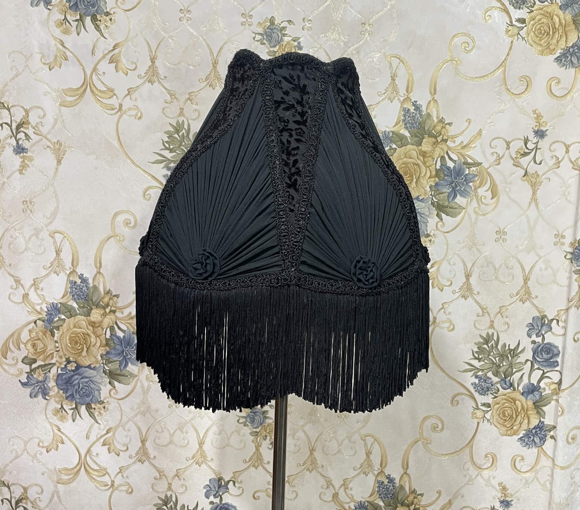 Gothic Velvet Lampshade: Victorian Style Dome Shade With Fringe - Etsy