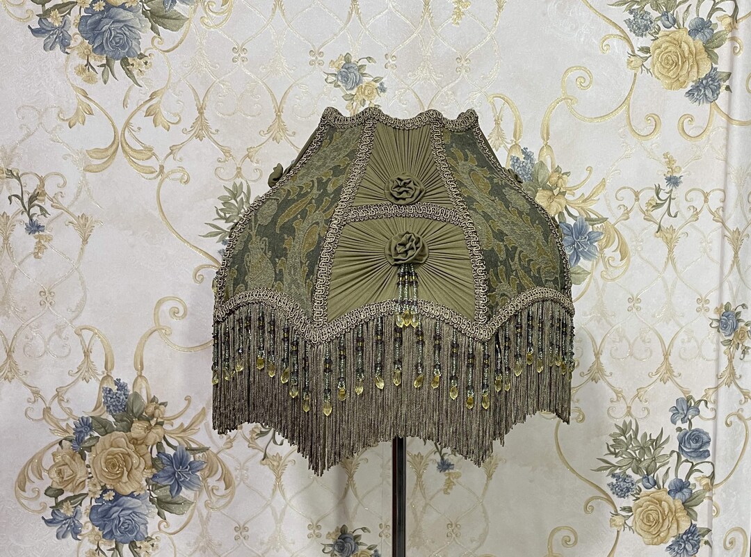 Handmade Victorian Brocade Lampshade: Scallop Dome With Beaded Fringe ...