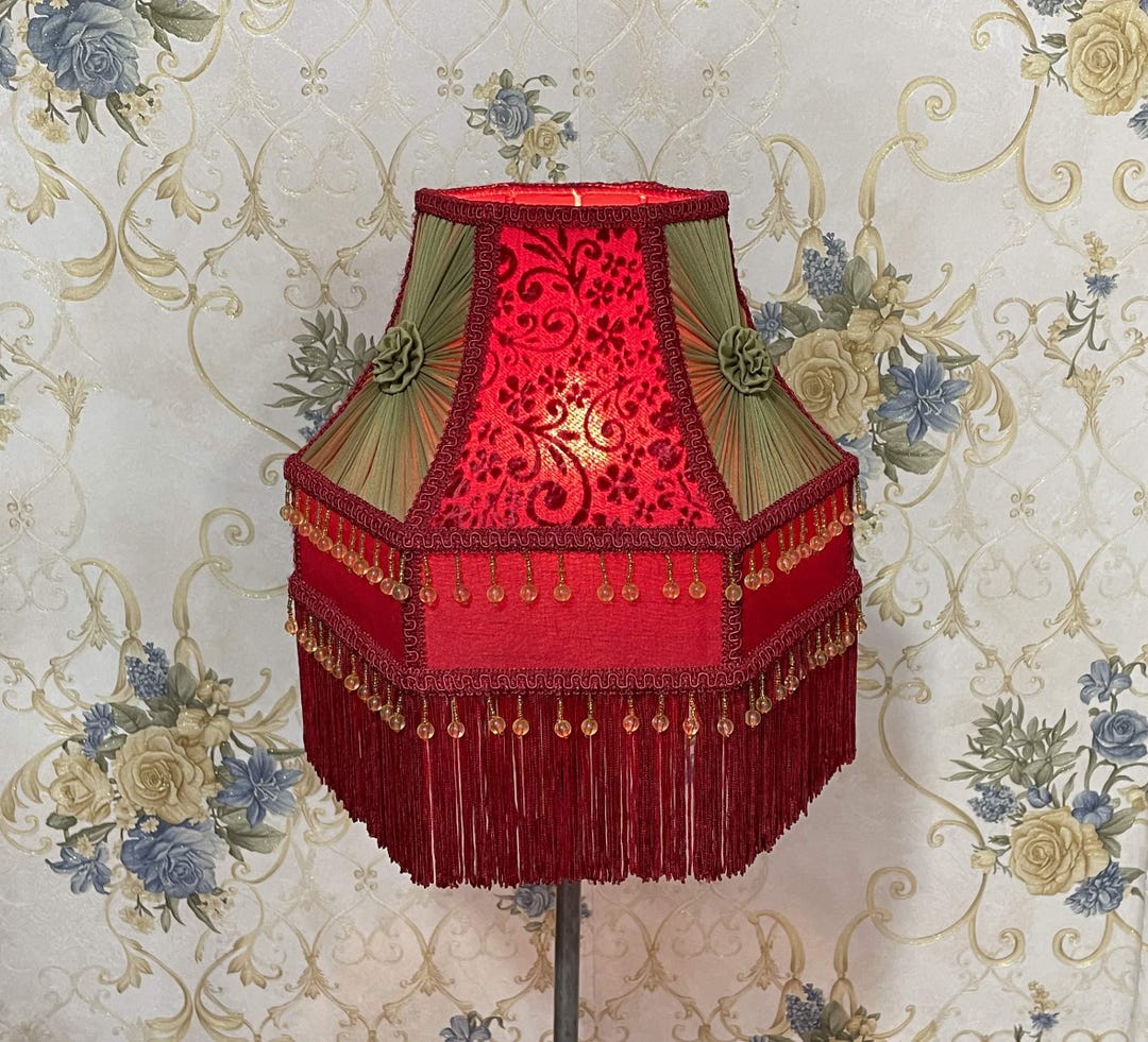 Lampshade Red Gold Lampshade Table Lampshade Victorian Lampshade Floor ...