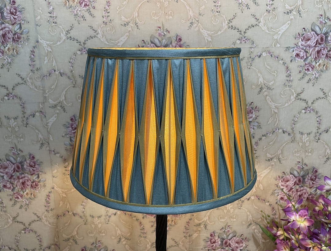 Set of 2 Lampshade/blue Lampshade/pinch Pleated Lampshade/fabric ...