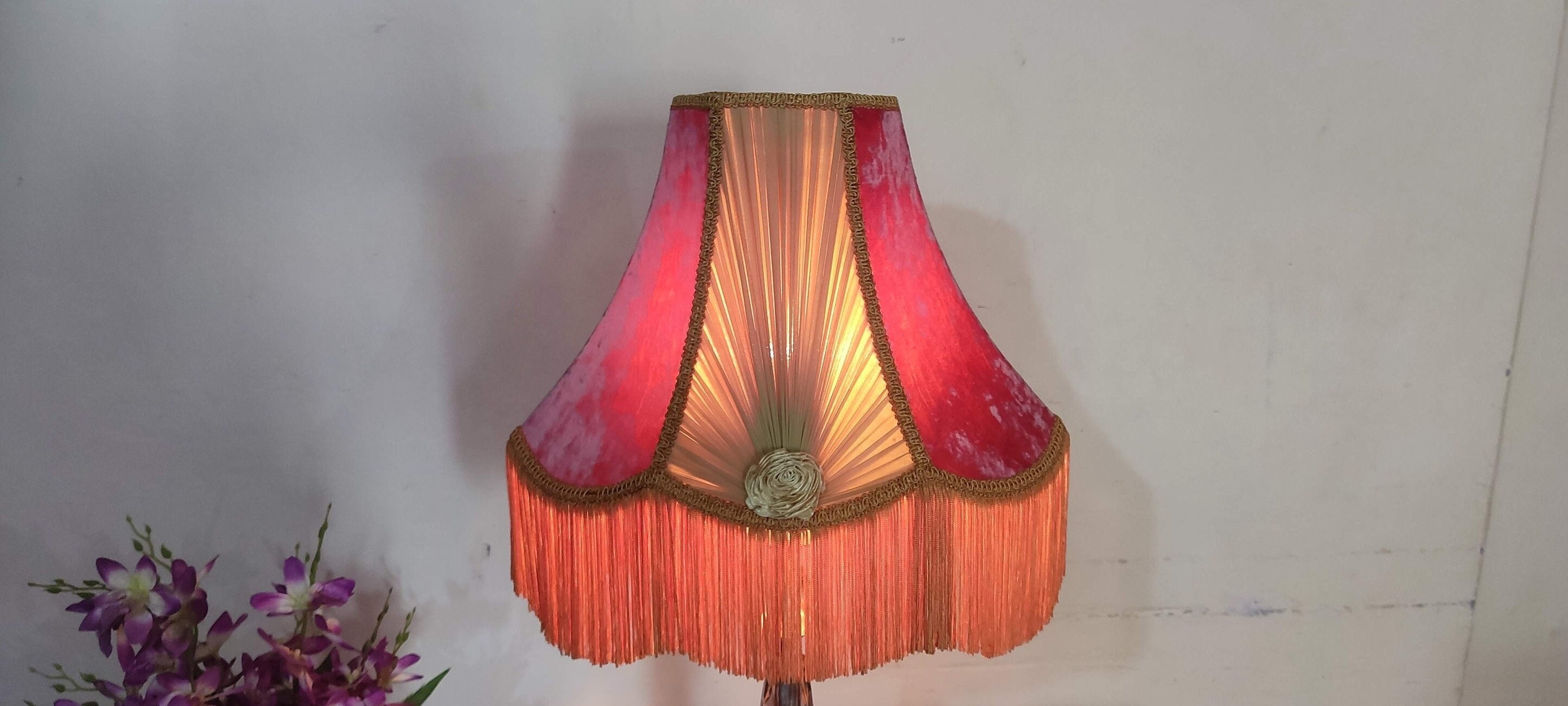 Lampshade/red Lampshade/victorian Lampshade/fabric Lampshade/table ...