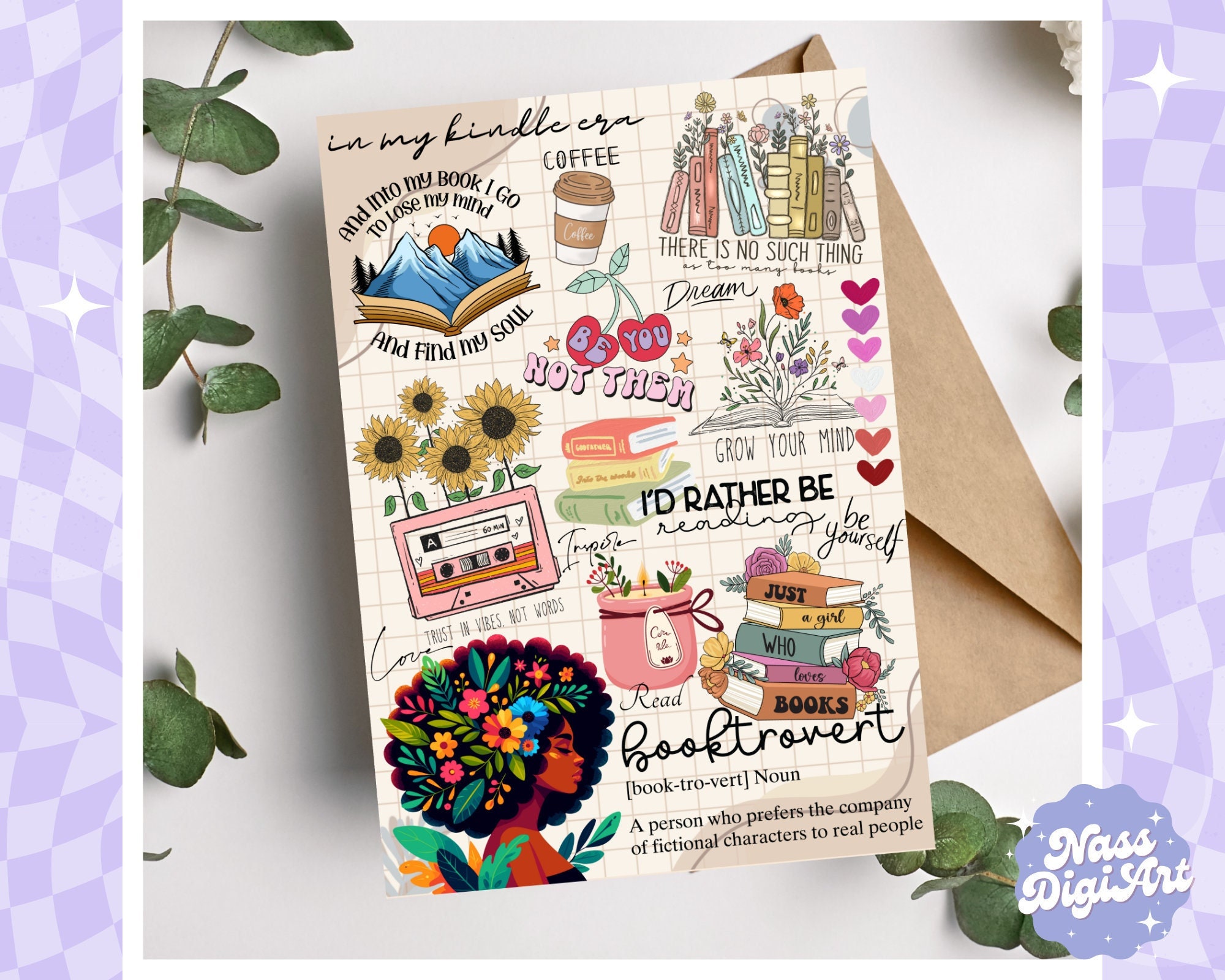 Kindle Insert Kindle Stickers Black Girl Floral Kindle Skin Prinable E ...