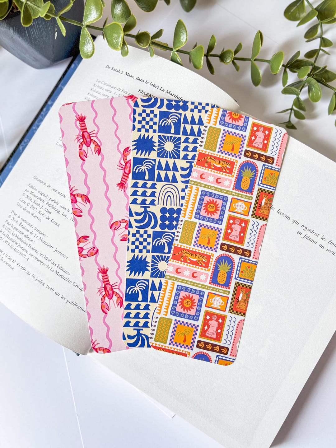 Summer Bookmarks Retro Beach Patterns Lobster Coastal Tile Fun Ocean ...