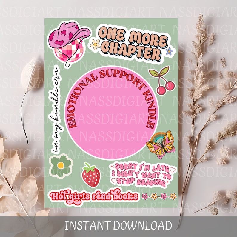 Kindle Insert Kindle Skin Printable E-reader Cardstock Bookish Stickers ...