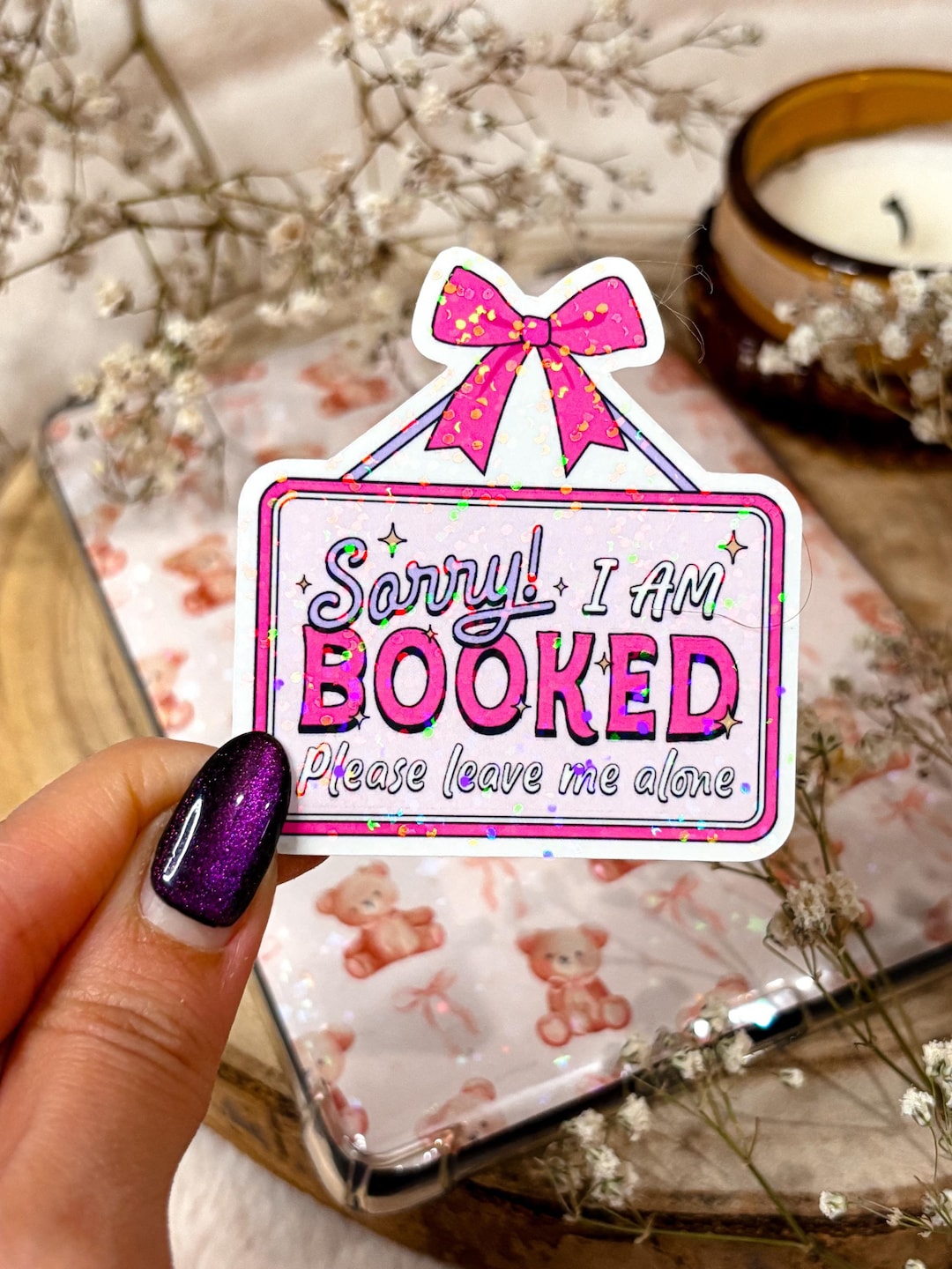 Coquette Kindle Sticker Kobo Decor E-reader Pink Bow Holographic ...