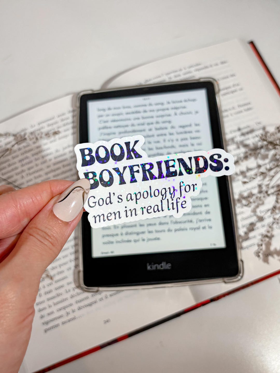 Kindle Sticker Cute Kobo Decor Romantasy E-reader Holographic Sticker ...