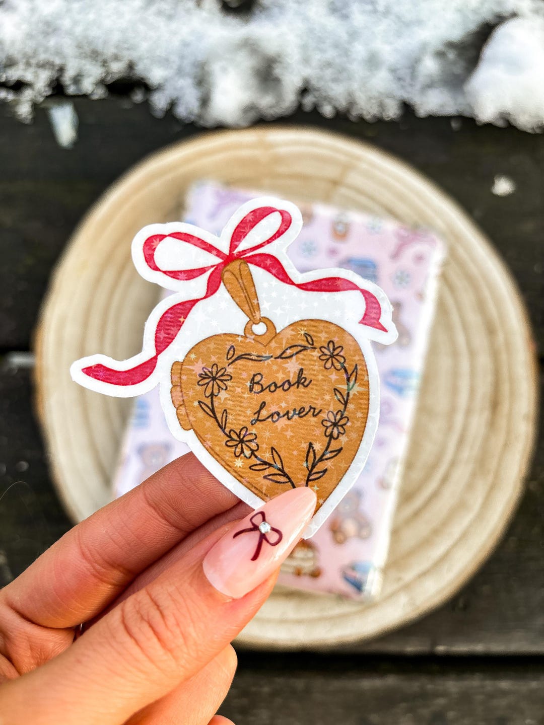 Book Lover Heart Locket Sticker for Kindle & Kobo Bookish Holographic ...