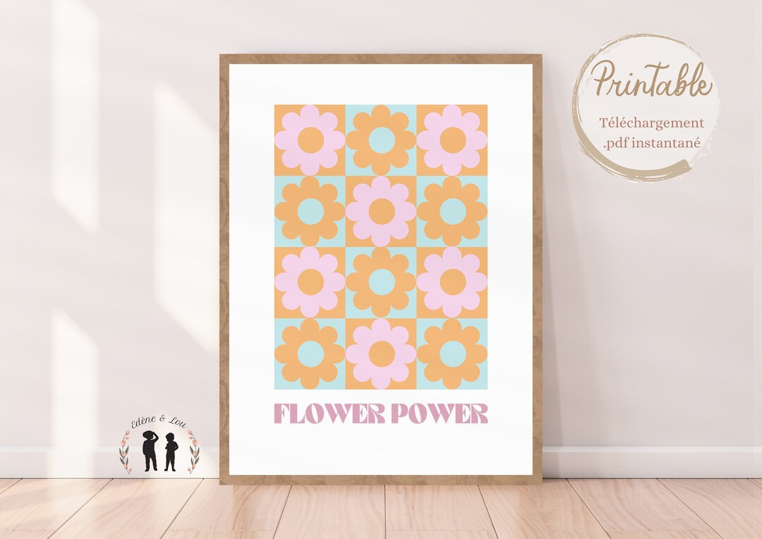 Decorative Pop Flower Power Poster Vintage Color Flower Positive Poster ...