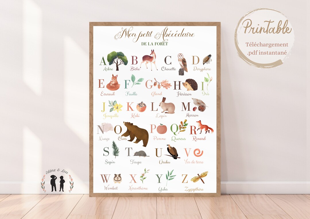 Forest Alphabet Poster Child and Baby Alphabet Digital PDF Version ...