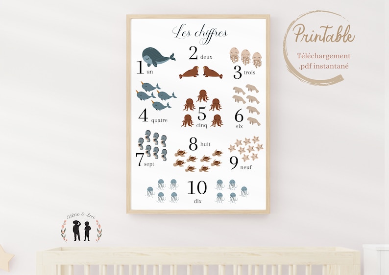Poster Marine Animal Figures - Child and Baby Figures - Digital PDF ...