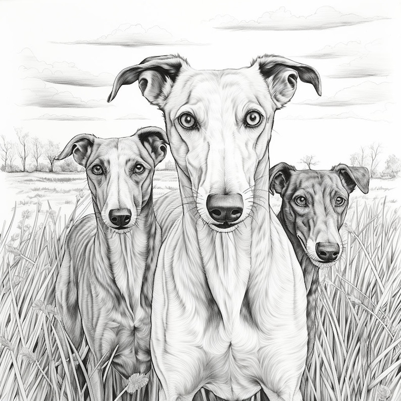 Greyhound Dog Colouring in Sheet 2 - Etsy