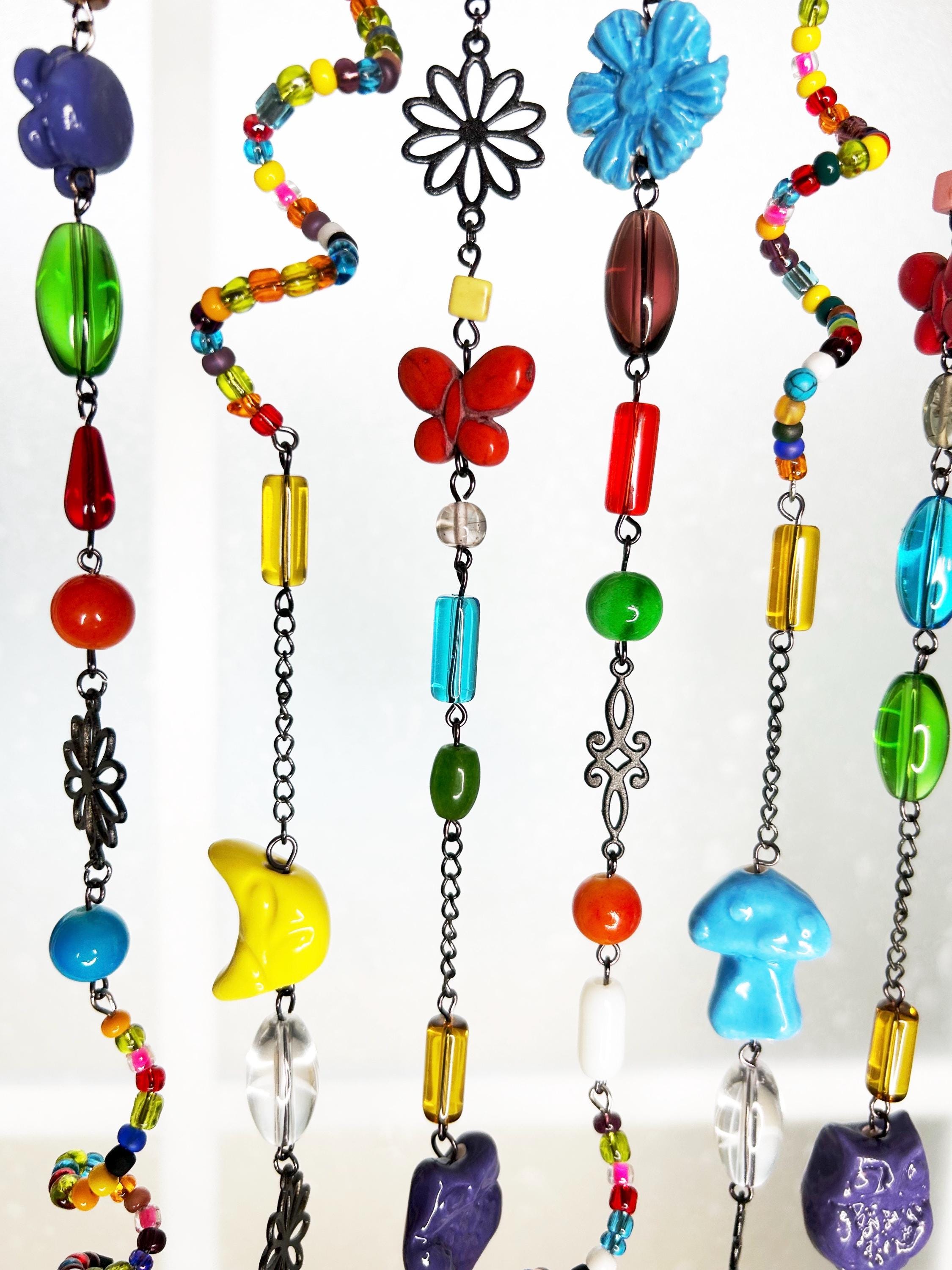 Boho Beaded Curtain Strand / Unique Handmade Bohemian Hippie Window ...