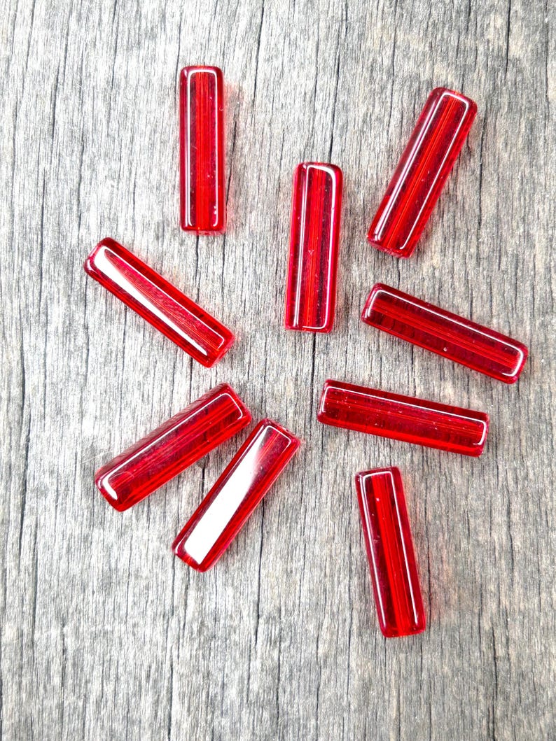 Large Long Rectangular Glass Beads / Colorful Tube Translucent Spacer ...
