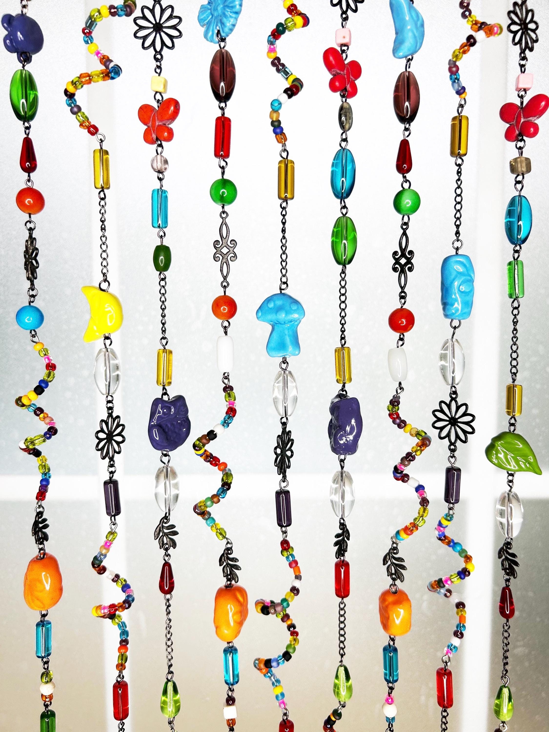 Boho Beaded Curtain Strand / Unique Handmade Bohemian Hippie Window ...