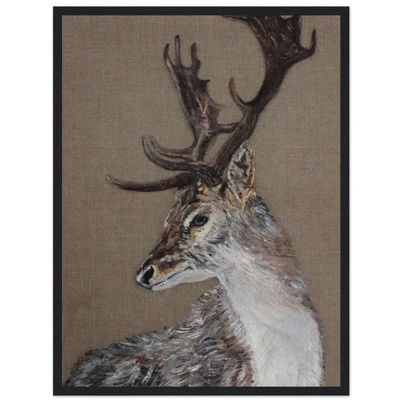 Art Print Oil Painting fallow Deer Portrait on Canvas or Poster in ...